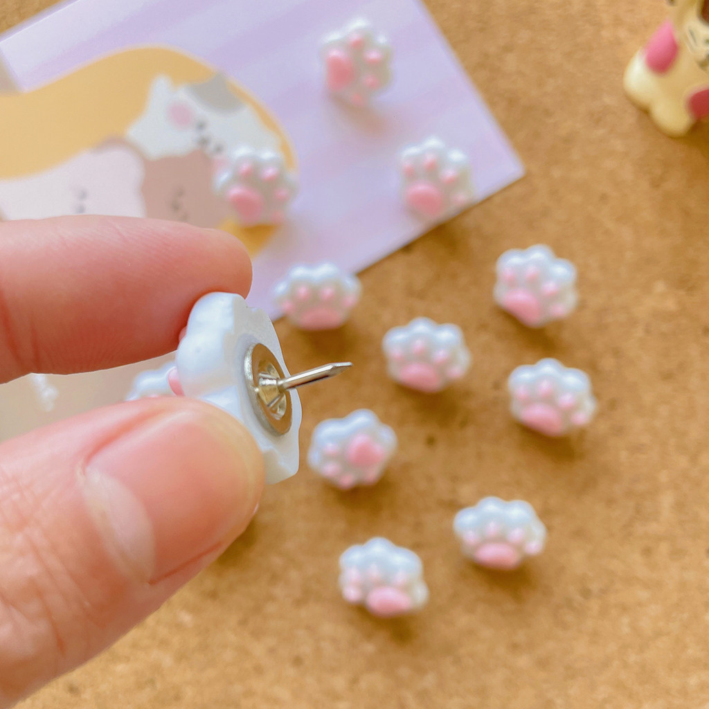 Cute Cat Claw Pushpin Creative Flat Head Nail Corkboard Push Pin Felt ...