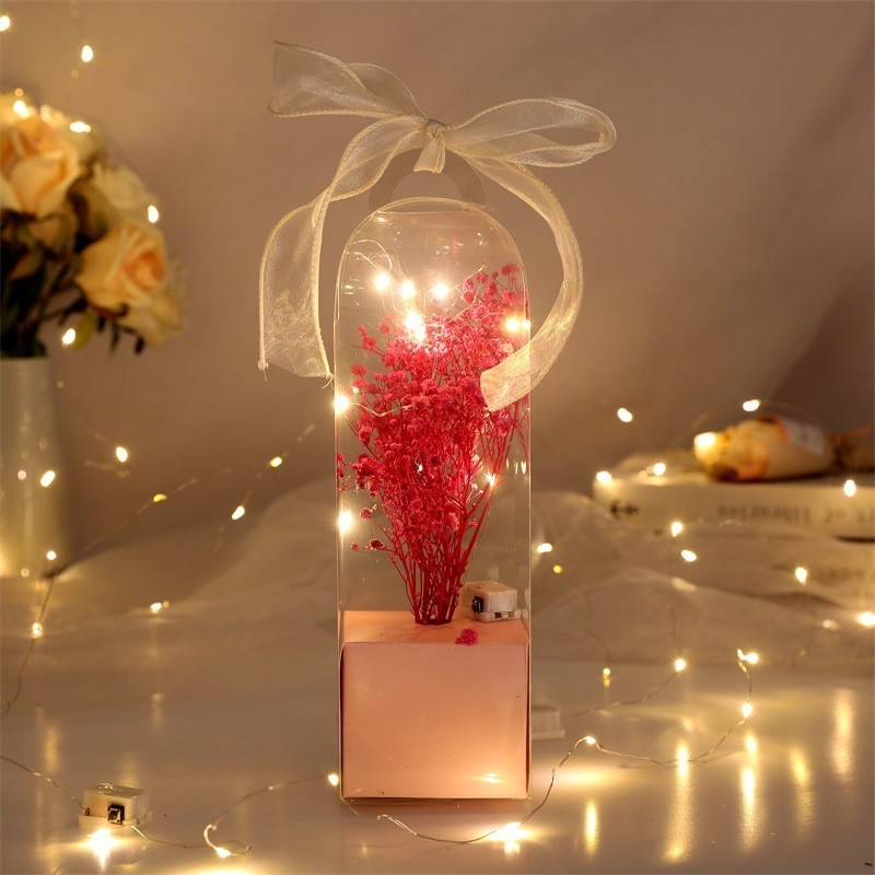 Valentine's Day Flower gift box, single hand holder Roses bouquet Pink ...