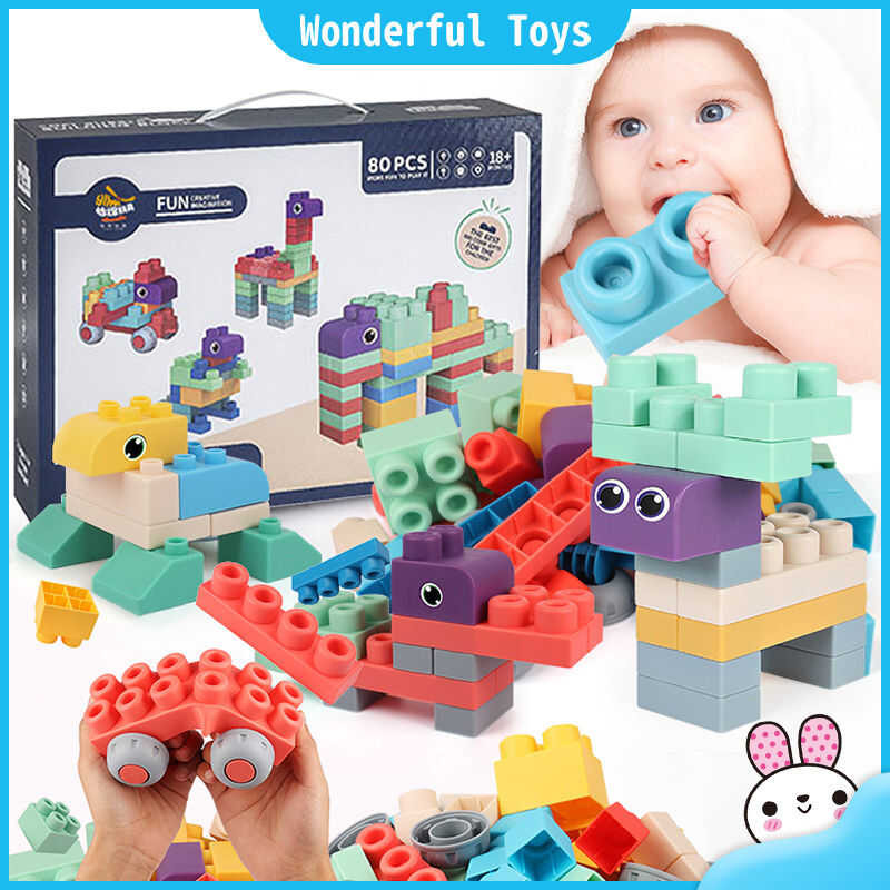 Wonderful Toys Baby Big Soft Building Blocks Teethers Rubber Large ...