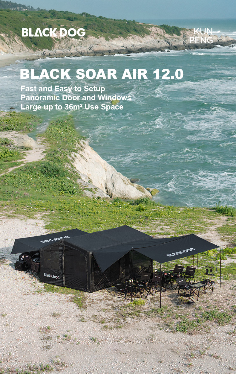 Blackdog BLACK SOAR AIR 12.0 Inflatable Cabin Style Tent 210D Black ...