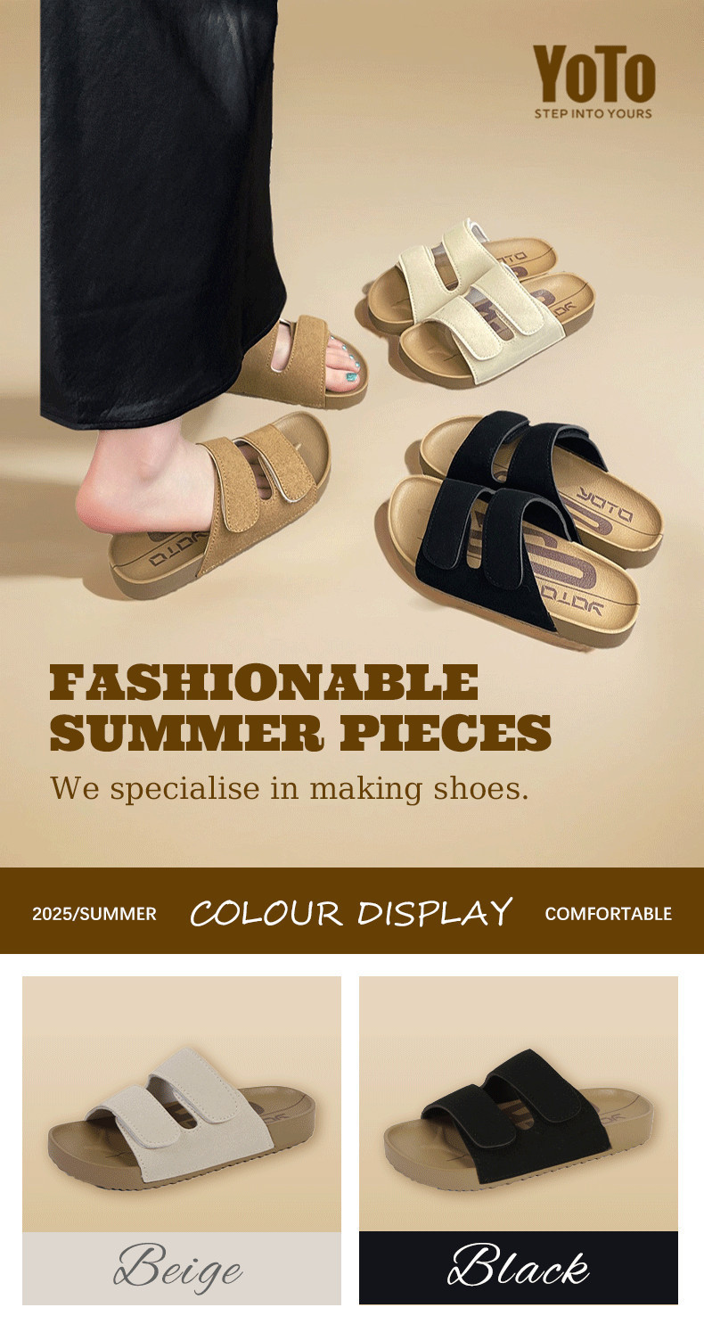 YOTO New Men's Double-Strap Velcro Sandals Comfortable And Casual Unisex Slippers | Shopee ...