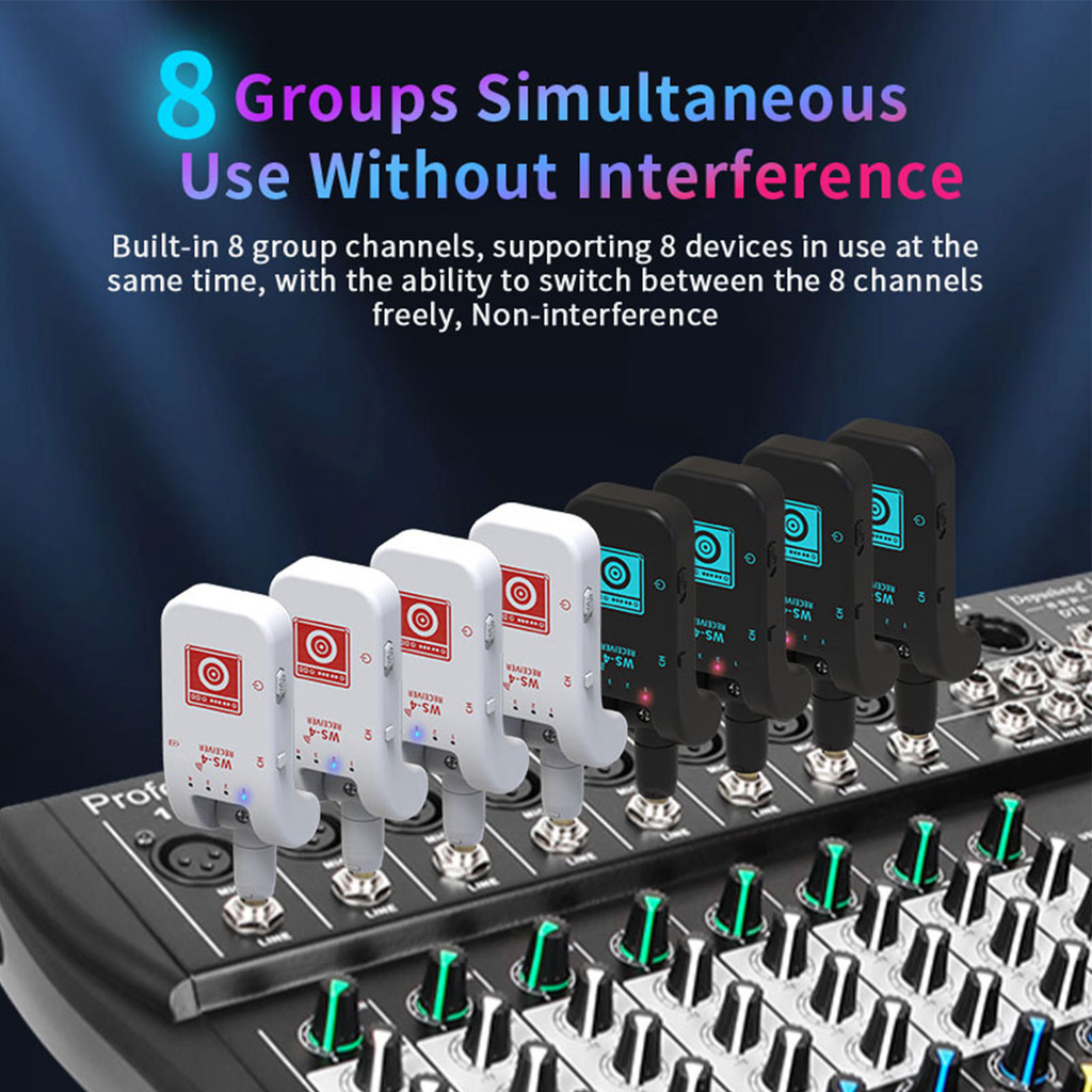 WS-4 2.4GHz Wireless Guitar System 8 Channels Transmitter Receiver Set ...