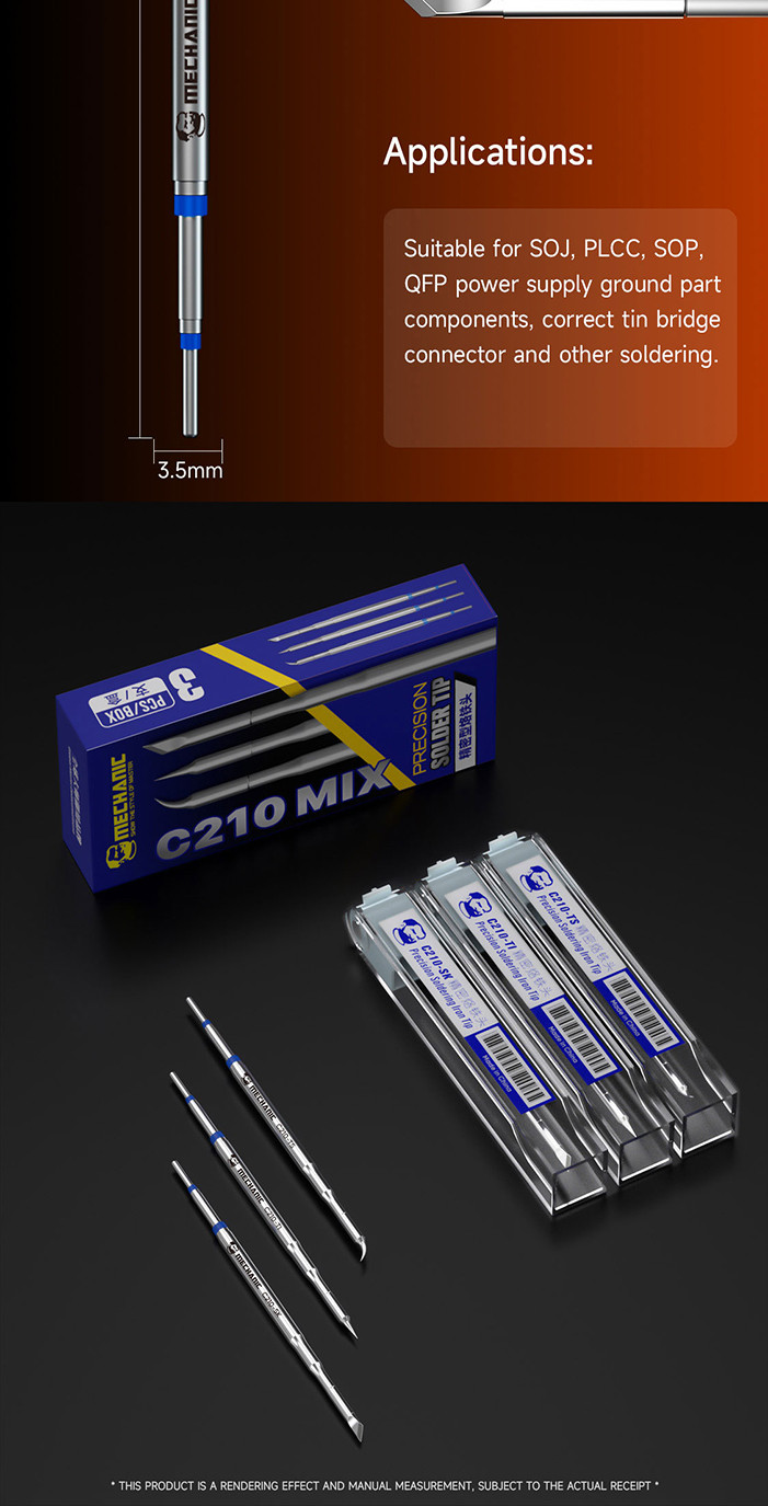 Mechanic C210 MIX Soldering Iron Tips TS/TI/TSK 3in1 Kits for T210 ...