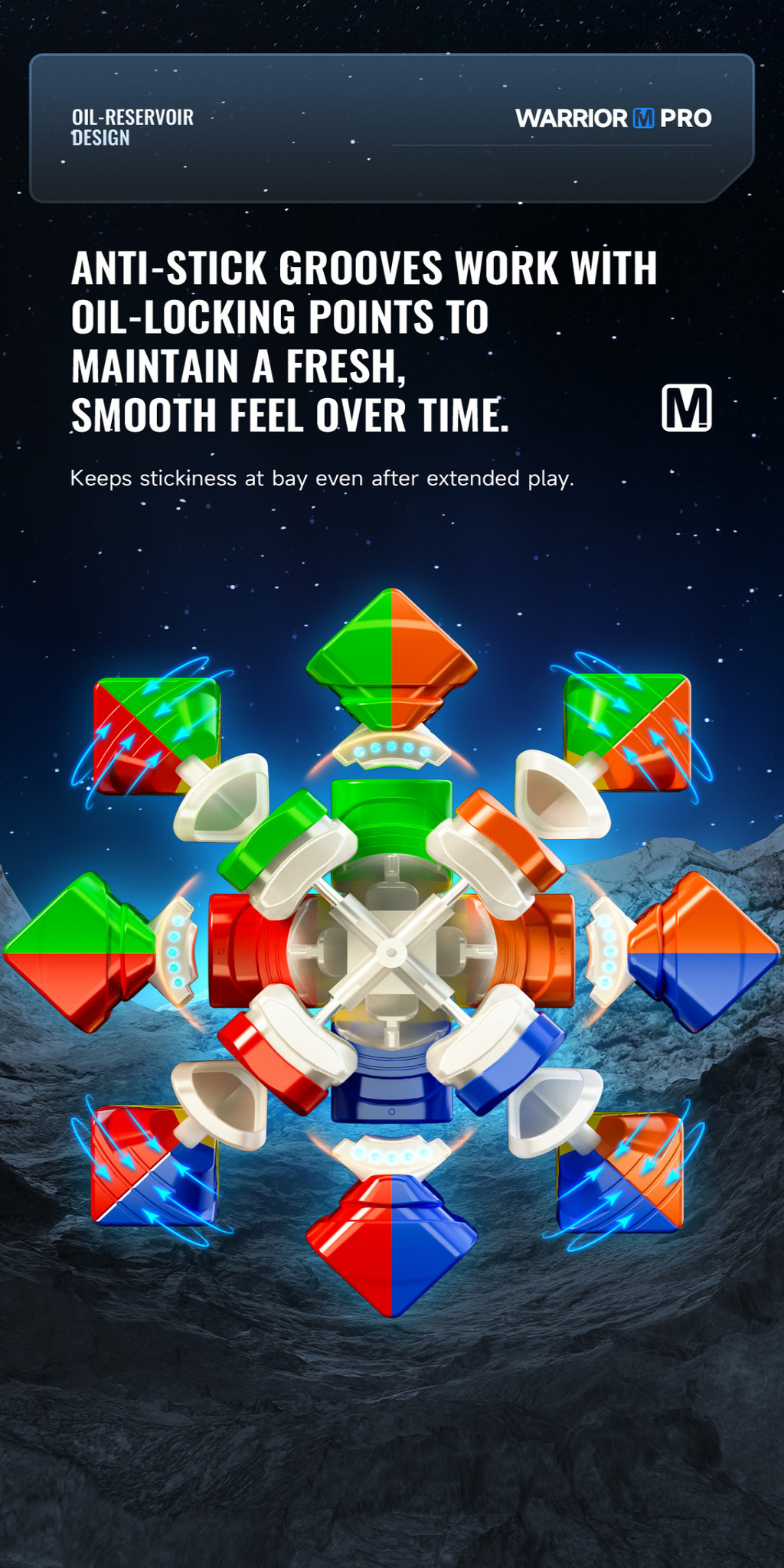 Qiyi Warrior M Pro 3x3 Magnetic Speed Cube 11-Level Adjustment 48 ...