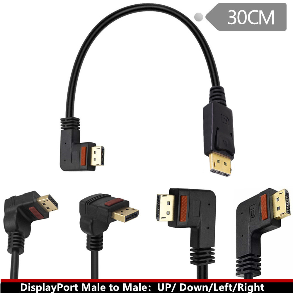 4k Gold-Plated with Lock 90 Degree Elbow DP Cable HD Cable DisplayPort ...