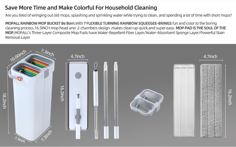 Joybos Mop with Bucket and Squeeze,Hand Free Flat Floor Mop and Bucket ...