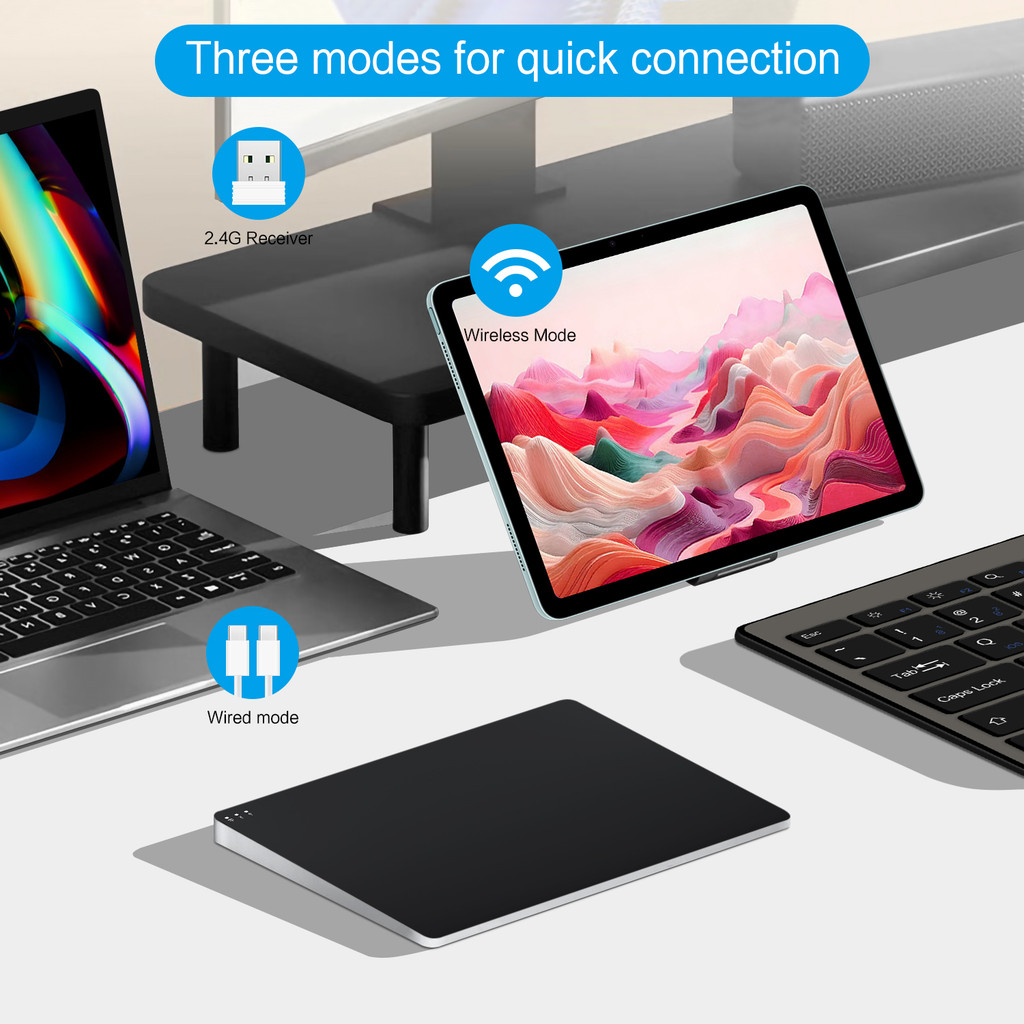 Wireless 2.4G Wired Trackpad Rechargeable Gestures Bluetooth Touchpad ...