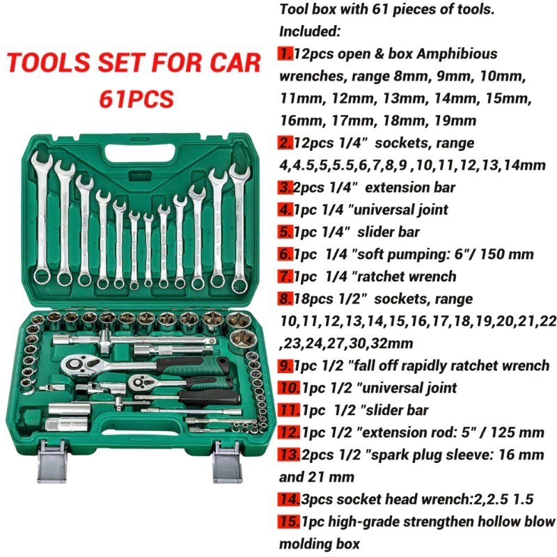 61PCS Tools Set Socket Wrench Set Motorcycle Tools Set Torque Wrench ...