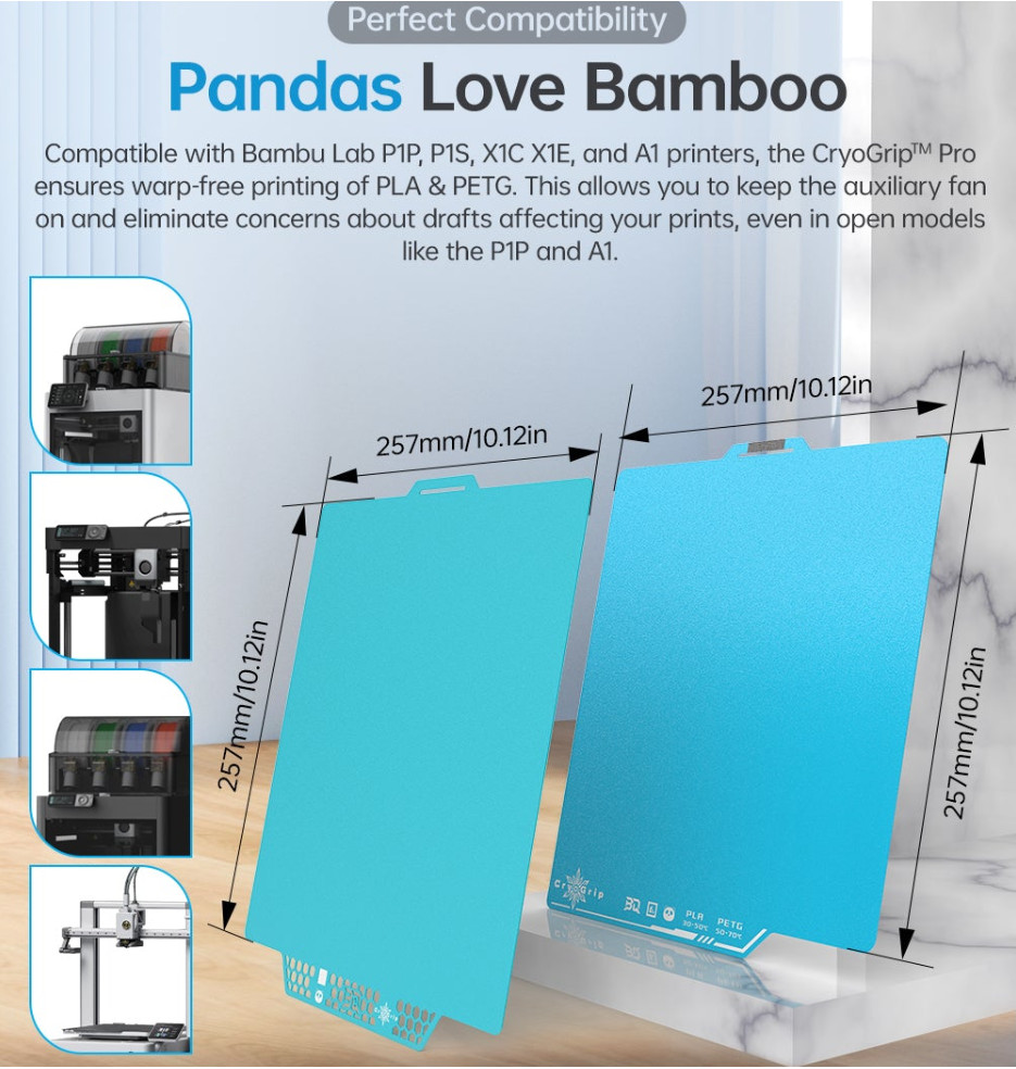 BIQU Panda Build Plate CryoGrip Pro Frostbite Glacier for Bambu Lab X1 ...