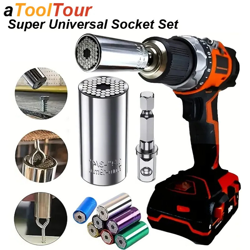 Universal Socket Wrench Torque Head Set Ratchet Er Sleeve Hand Power ...