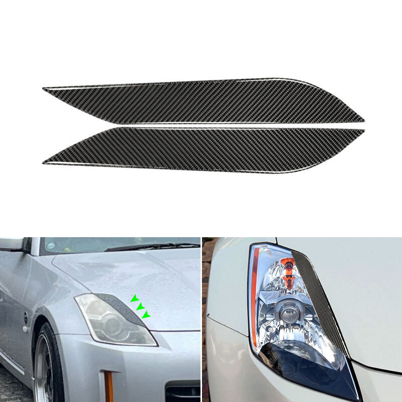 я Car Real Carbon Fiber Front Headlight Eyebrow Eye Lid Eyelids Cover ...