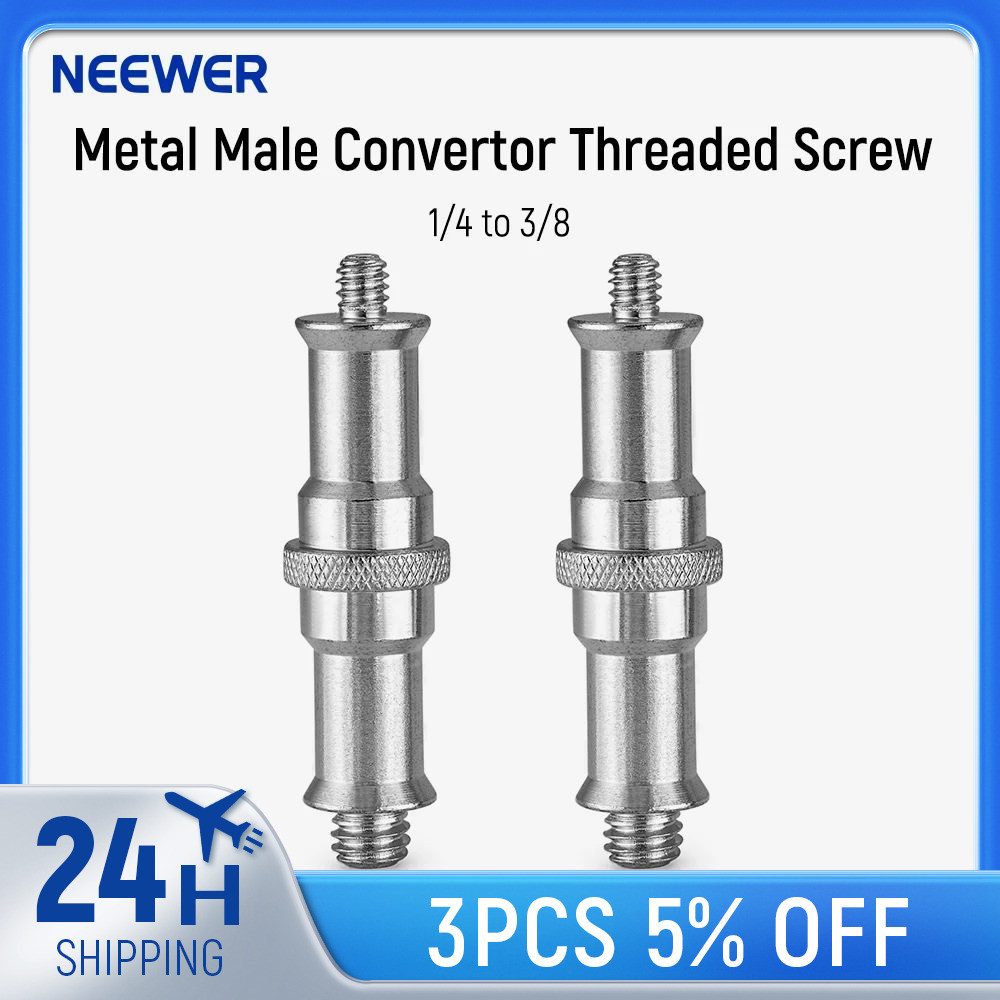 Neewer 2/3 Pieces Standard 1/4 to 3/8 Metal Male Convertor Threaded ...