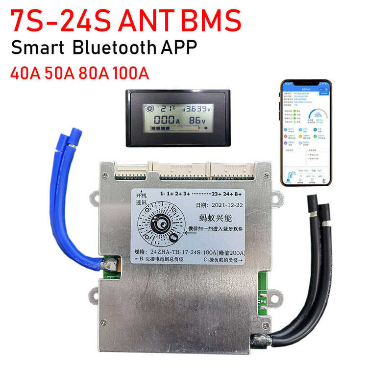 Bluetooth ANT Smart BMS 7S - 24S 40A 50A 100A Lifepo4 Li-Ion LTO ...