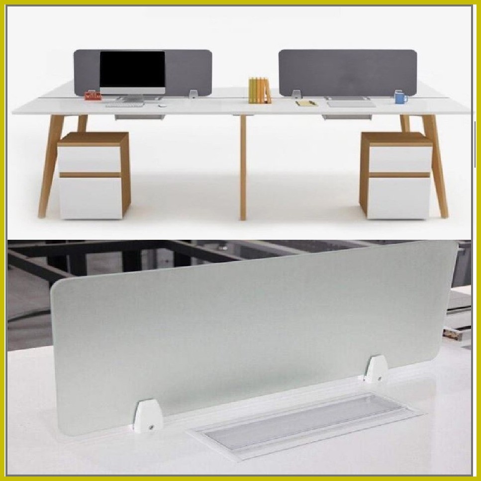 Table Shield Holder / Divider Bracket White Clamp Acrylic Partition ...