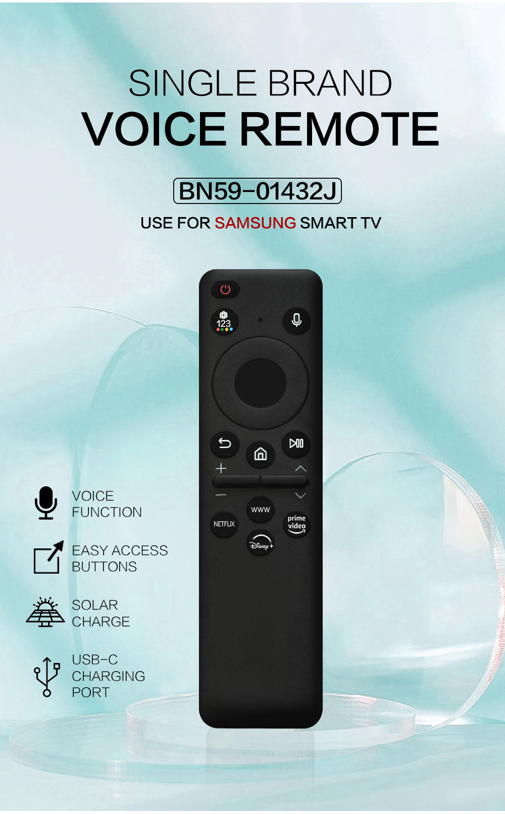 Model 2023 BN59-01432J Replacement Solar Remote Control For Samsung ...