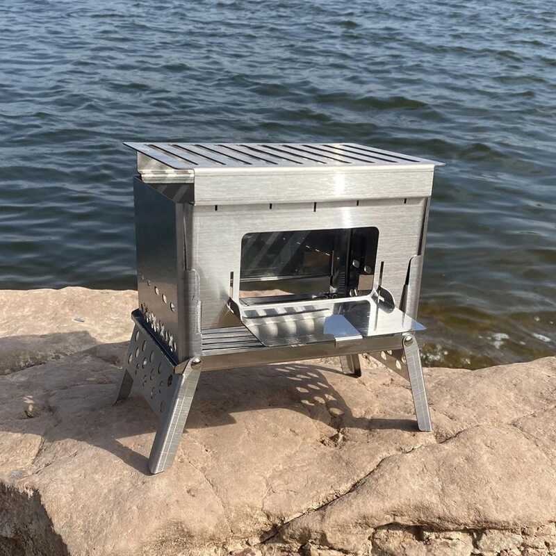 Outdoor Mini Fire Pit BBQ Grill Camping Wood Burning Stove Portable ...