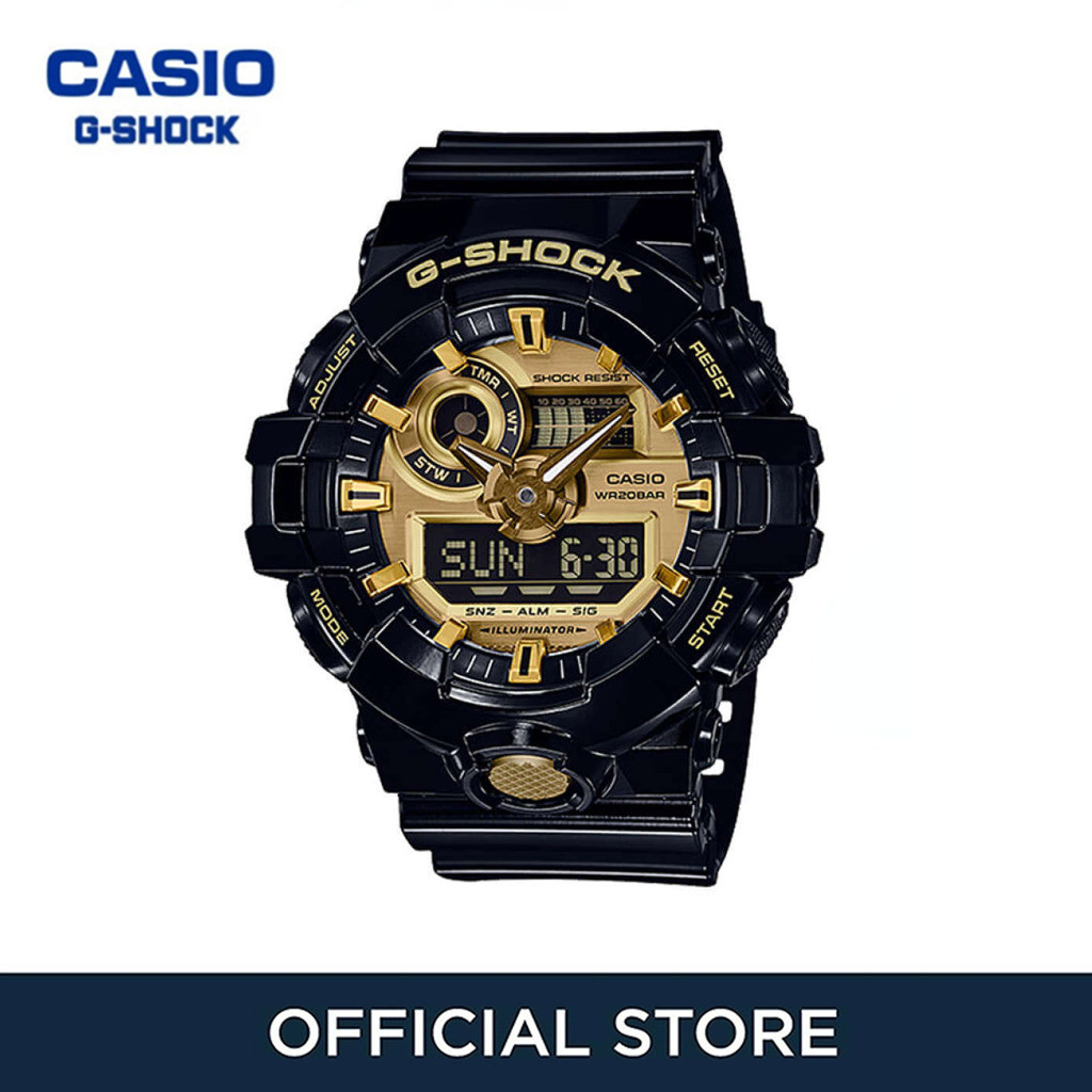【100% Original】G Shock GA-710GB-1A Black Gold Shockproof for Men Sport ...