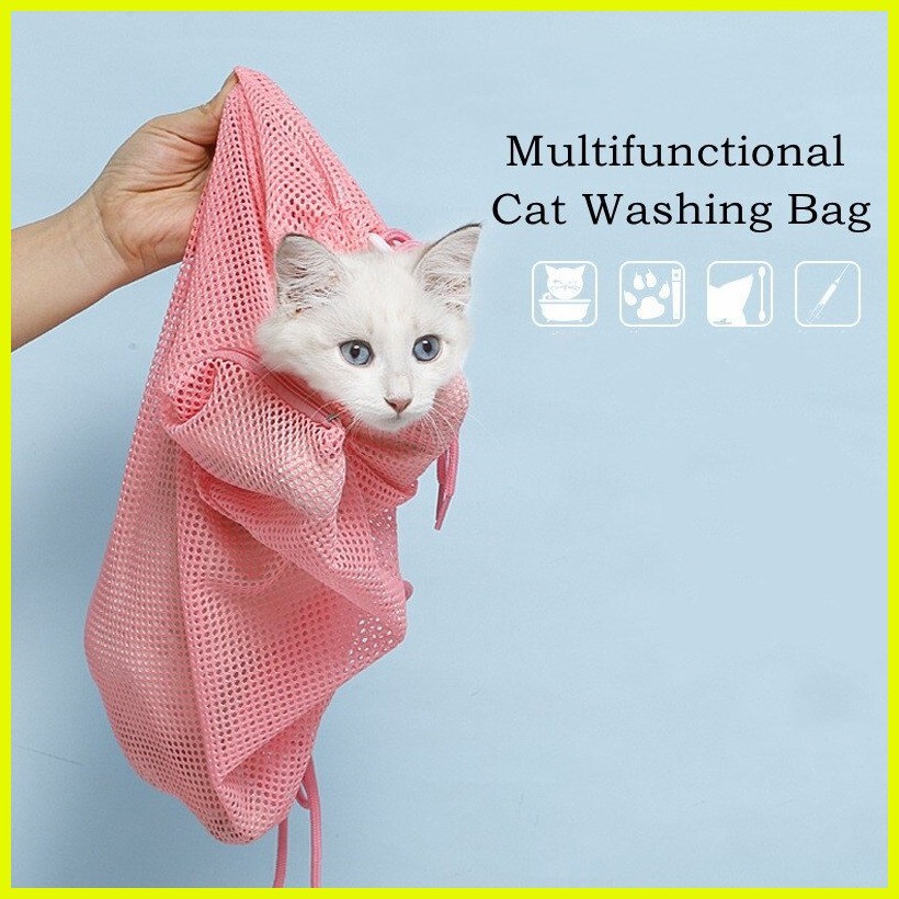 Cat Grooming Bath Bag Mesh Cat Bathing Bag Cat Washing Bag Biting ...