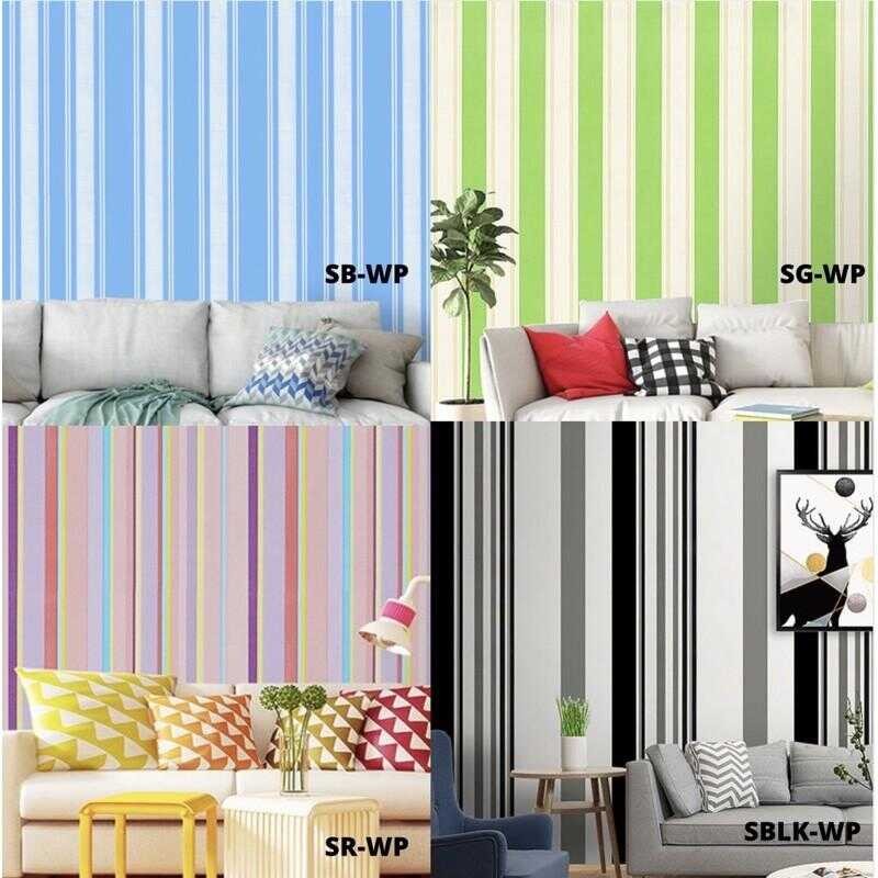 PVC Wallpaper Stripes Adhesive Wall Sticker 45Cmx10m | Shopee Philippines