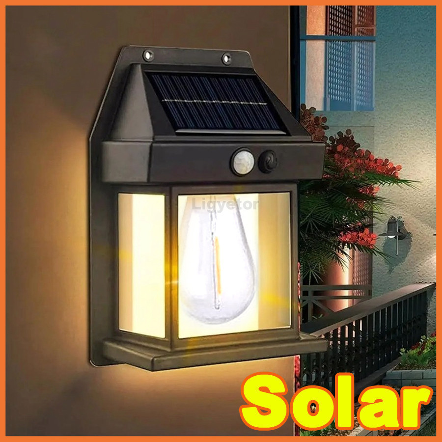 Ligyetor Outdoor Waterproof Solar Wall Light Sensor Tungsten Filament ...