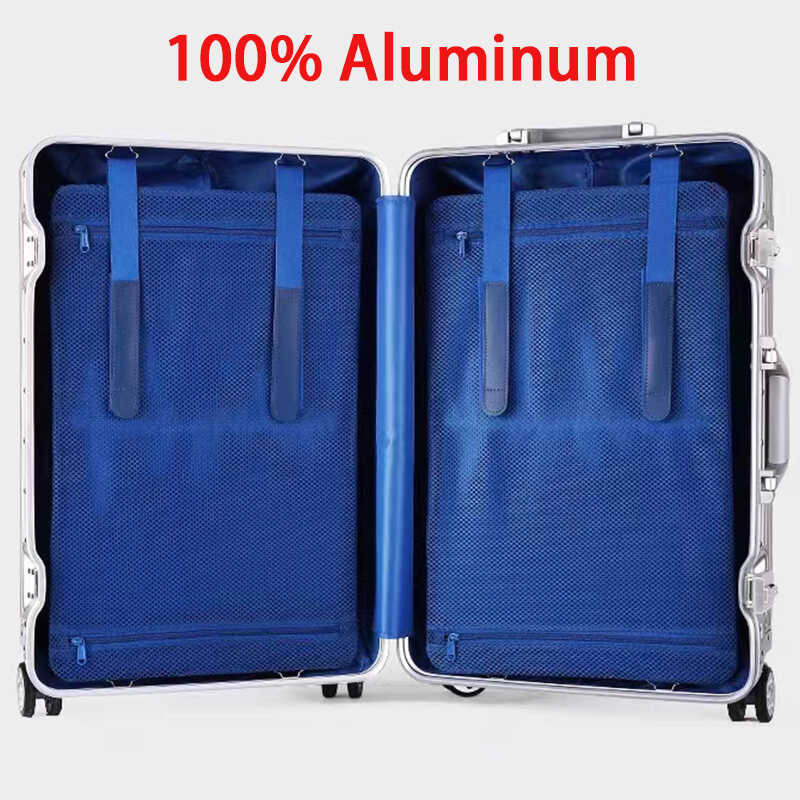 100% Suitcase All Aluminum magnesium Suitcases 20" 26" 30" inch Metal ...