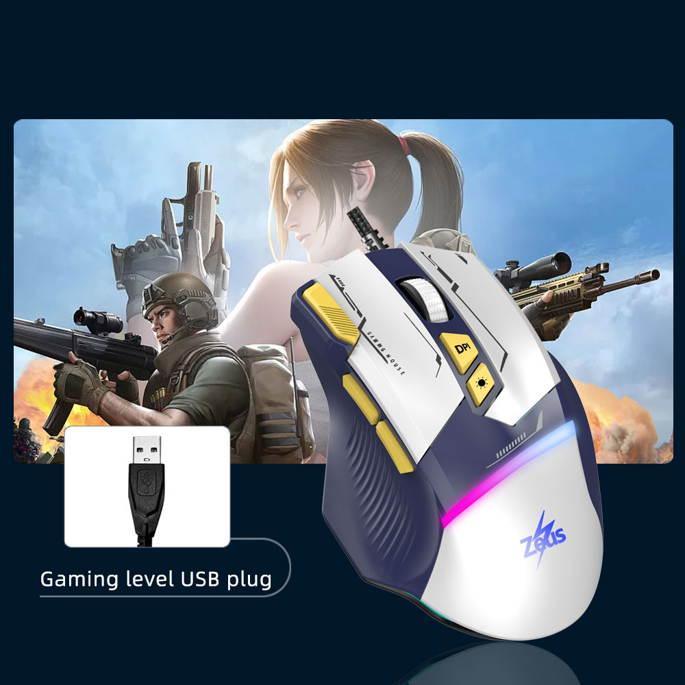 Zeus M12 Pro Gaming Mouse Wired 7200dpi RGB Backlight Optical Mice 8 ...