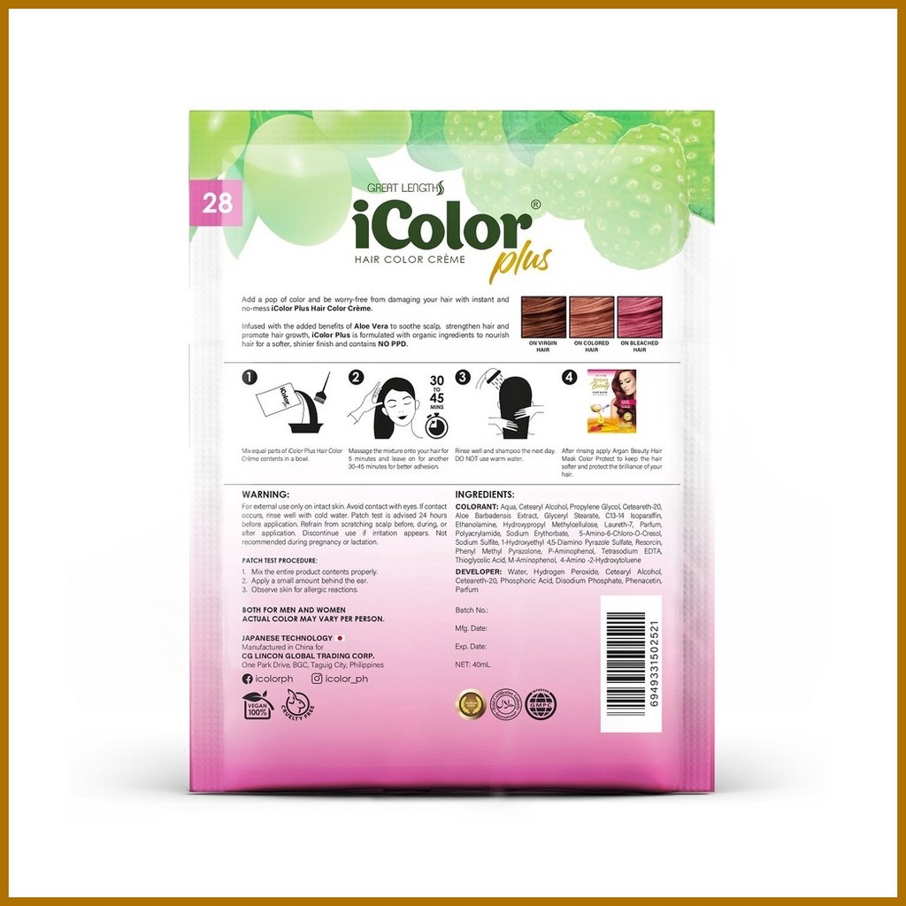 ICOLOR Plus Shampoo Hair Color Creme Ash Pink 40ml | Shopee Philippines