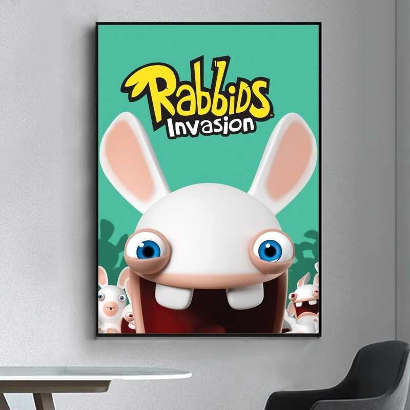 R-Raving Cartoon Cute Rabbids Fancy Poster Wall Sticker for Living Room ...