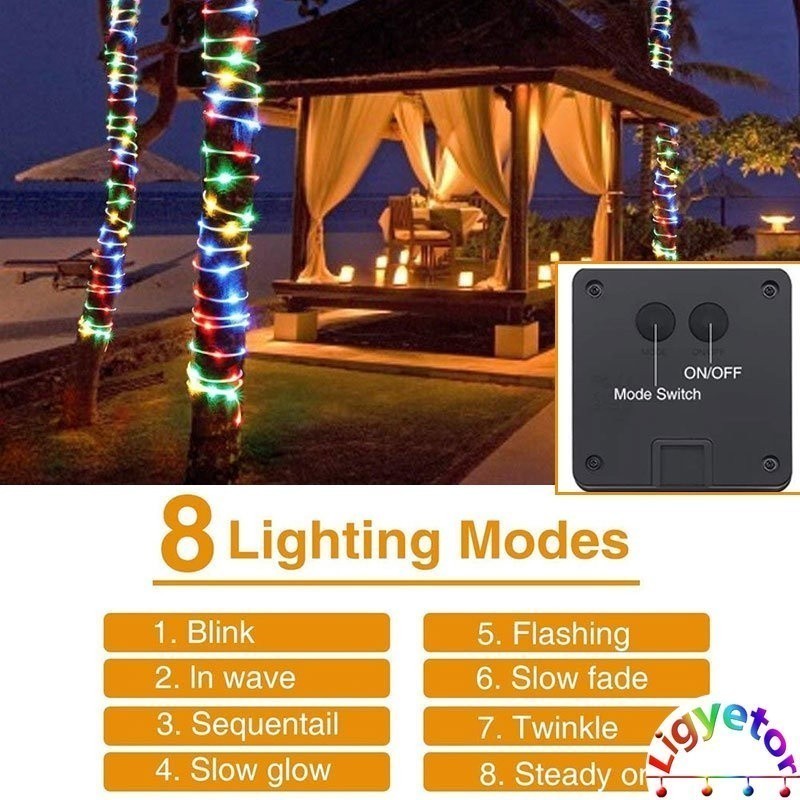 Ligyetor Solar/Plug PVC Rainbow Tube Lights Waterproof LED String ...