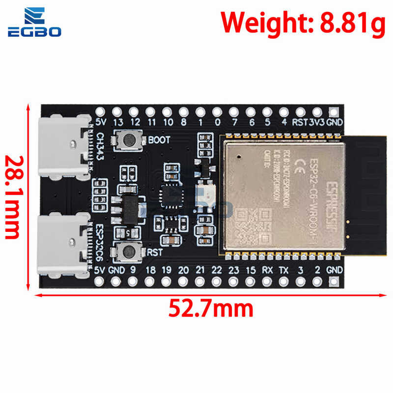 Wifibluetooth Esp32esp32 C6 Internet Of Things Dual Type C Development Core Board Esp32 C6