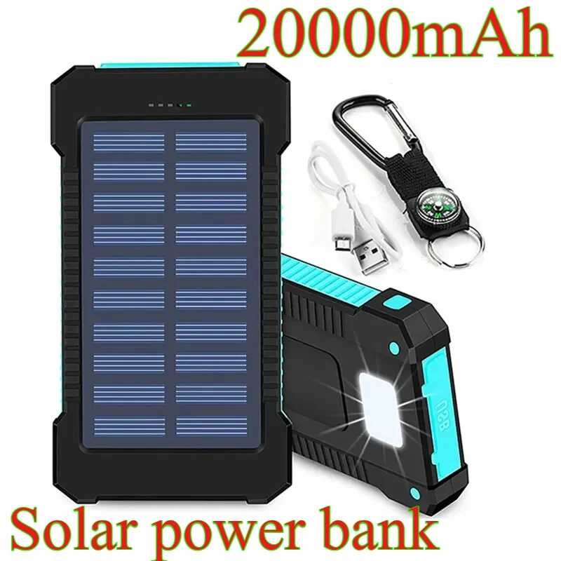 Waterproof 4 Charging Power Bank with Solar Panel, Portable 20000mAh ...