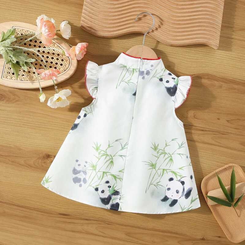 Summer A Baby Girl Cotton Panda Print Tassel Dress Girl Chinese Style ...