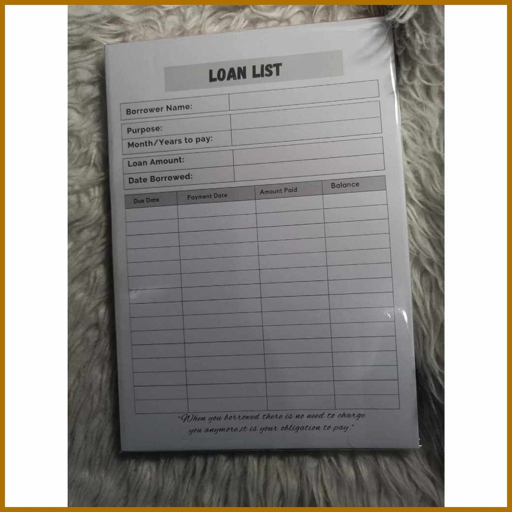LOAN LIST PAD A5 SIZE | Shopee Philippines