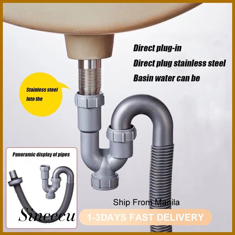 Basin Deodorant Washbasin U Type Drain Sink S Curved Flexible P-trap ...