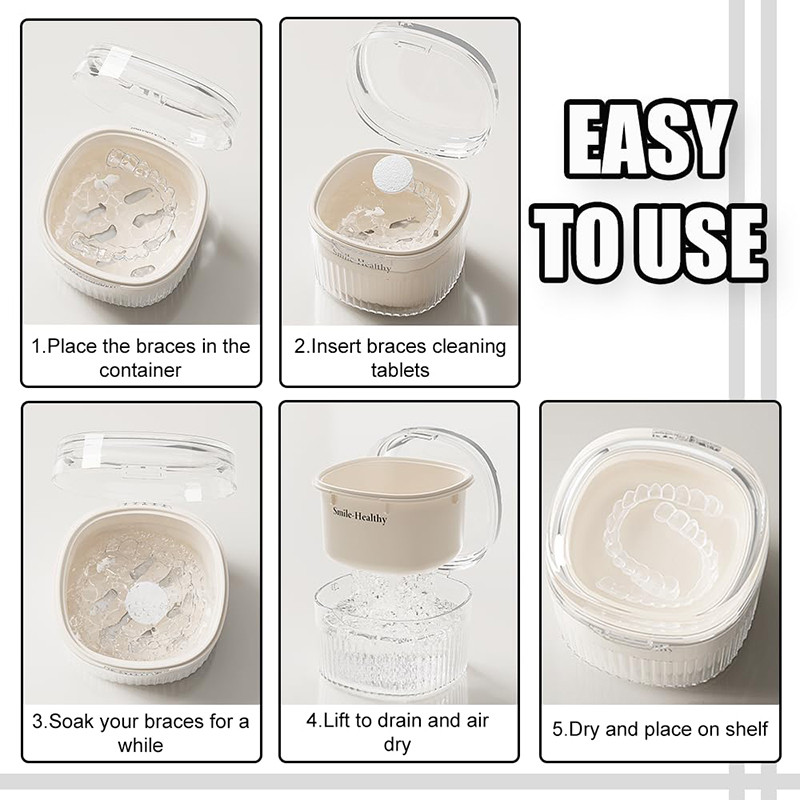 Denture Bath Box Cup Organizer Denture Case Retainer Cleaning Box ...
