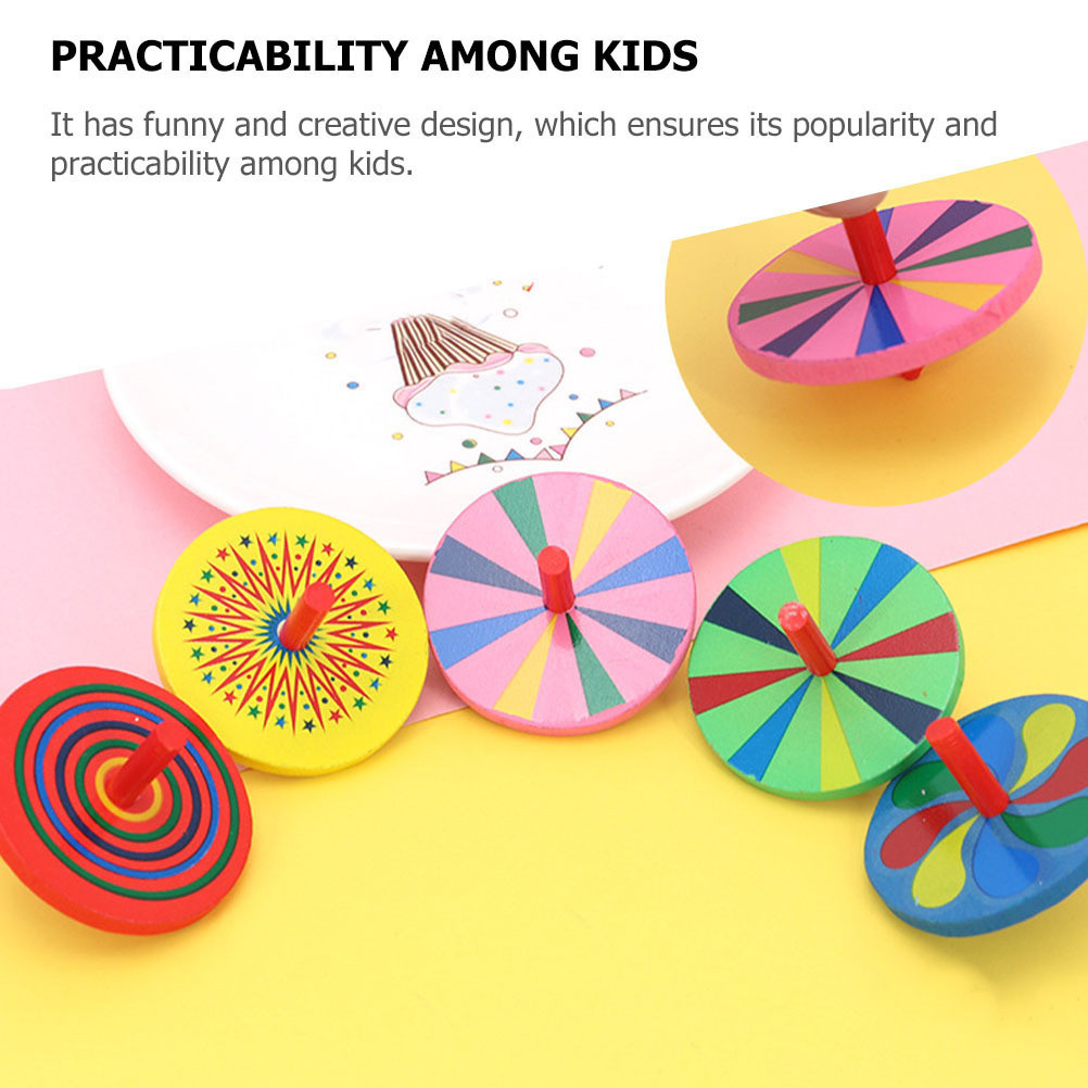 12 PCS Small Spinning Top Gyroscope For Kids Wooden Pressure Relief ...
