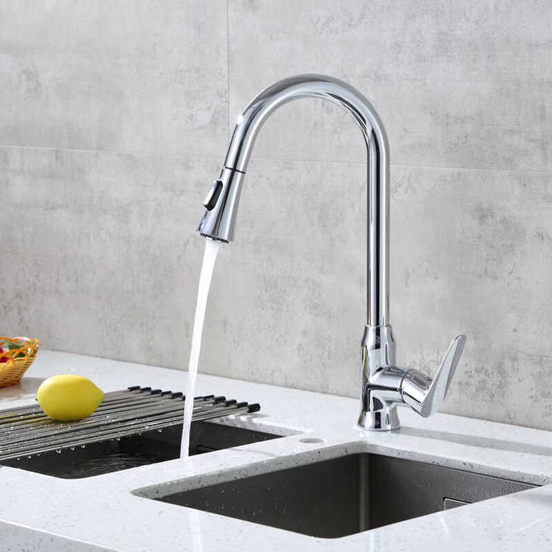 Copper pull-out kitchen faucet, hot and cold sink sink sink sink faucet ...