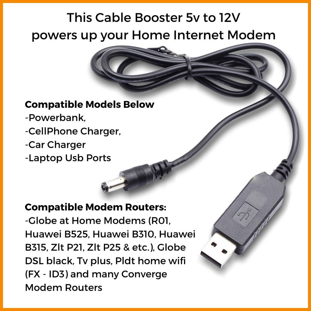 ∈ § USB 5V to 12V Wifi to Powerbank Cable / Wifi Connector to Powebank ...