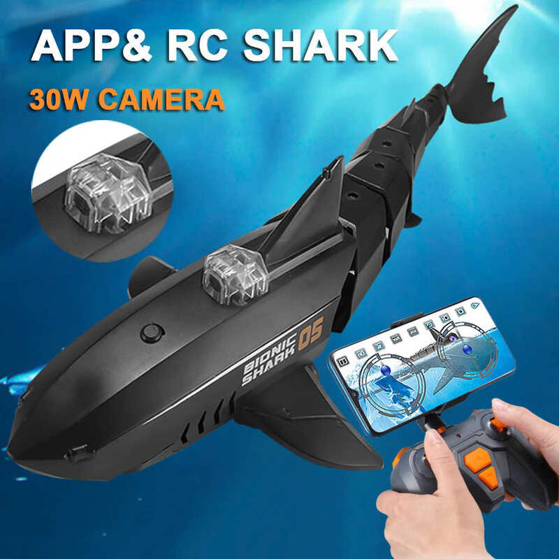 Submarine With RC 480P Camera Underwater Boat Toy Remote Control Shark ...