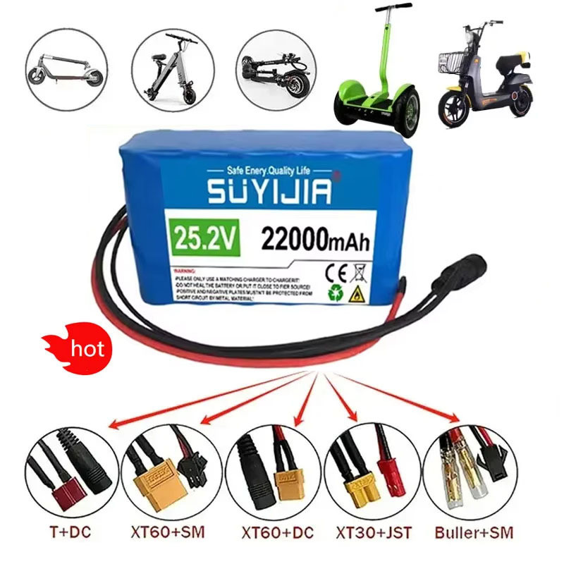 6S2P 18650 25.2V 22000mAh Rechargeable Li-Ion Battery Pack Built-in ...