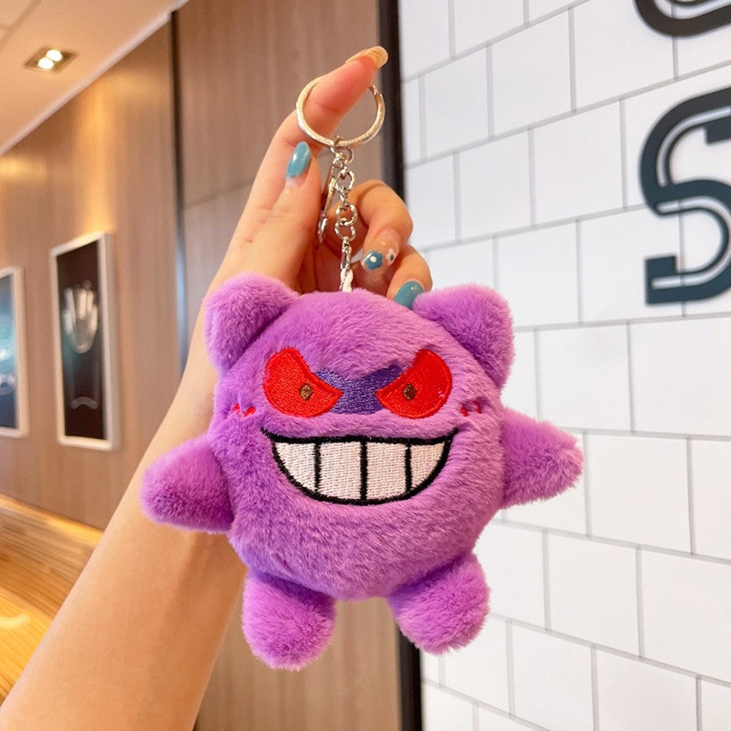 Cute Pokemon Keychain Doll Cartoon Plush Gengar Snorlax Keychain ...