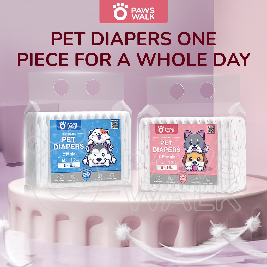 【Buy 1 Take 1】12 Pcs Dog Diapers Male、Female Pet Cat Puppy Diapers XXS XS S M L XL Cats Supplies ...