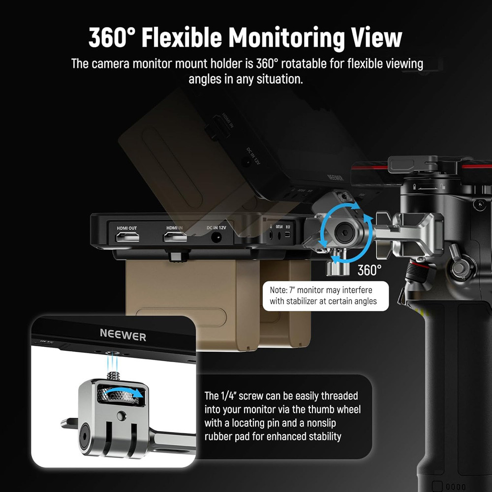 NEEWER GA021 NATO Monitor Mount for RS Gimbal, 360° Rotatable Field ...