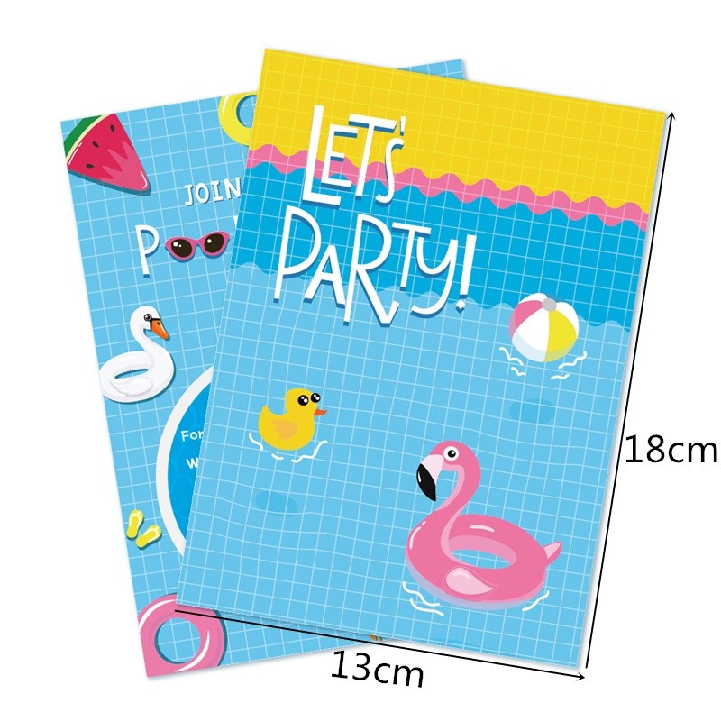 10pc/Lot Summer Join Us For A Pool Party Invitation Cards Theme Kids ...