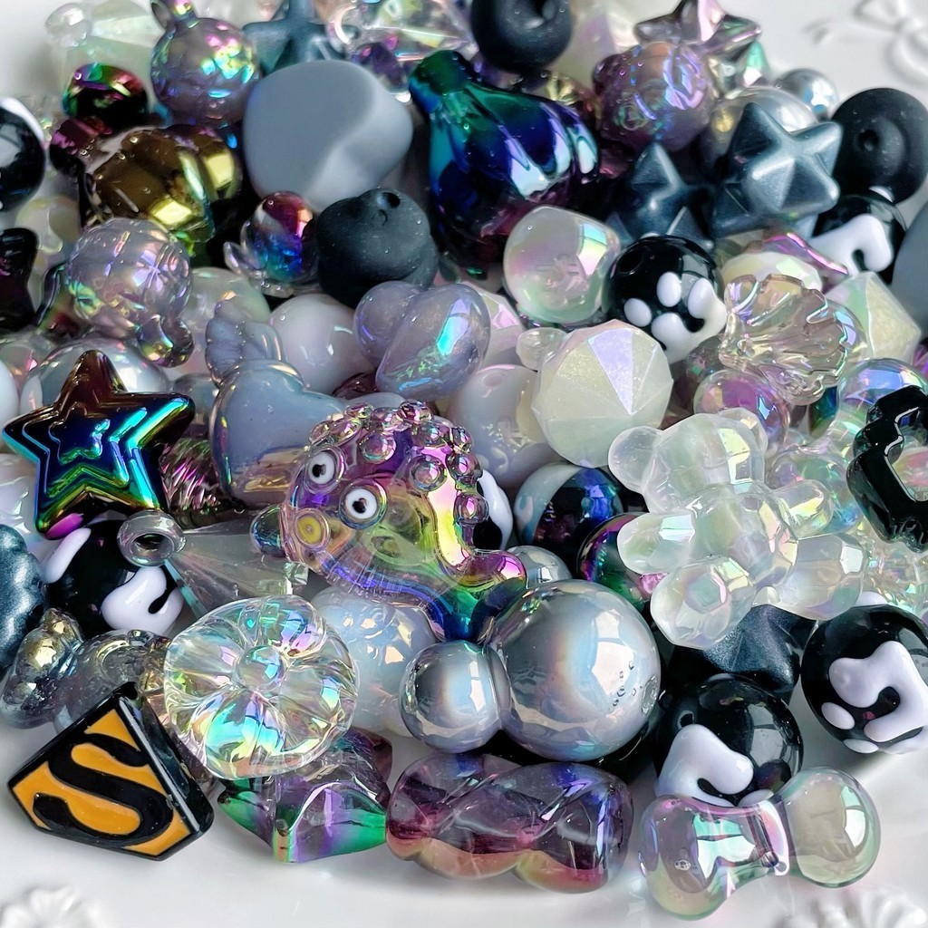 50g colorful UV plated high quality special shaped beads mixed style ...
