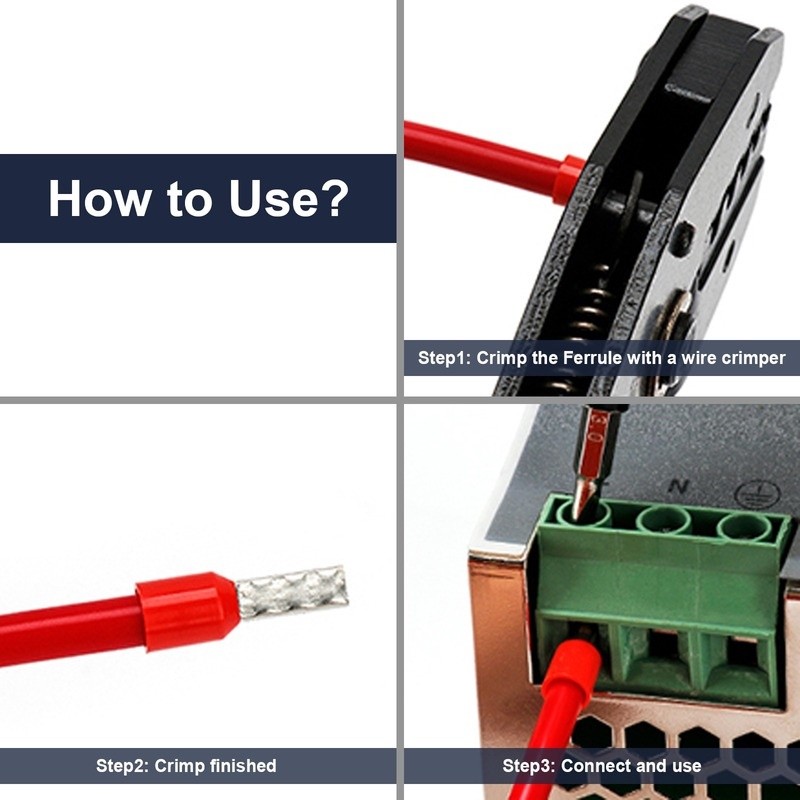 1250pcs tubular insulated cable terminal clamp box kit, terminal lug ...