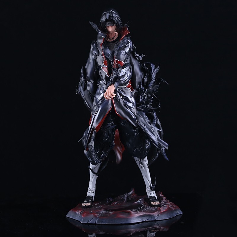 Naruto GK 28Cm Uchiha Itachi Figure Akatsuki Rosefinch Battle Damage ...