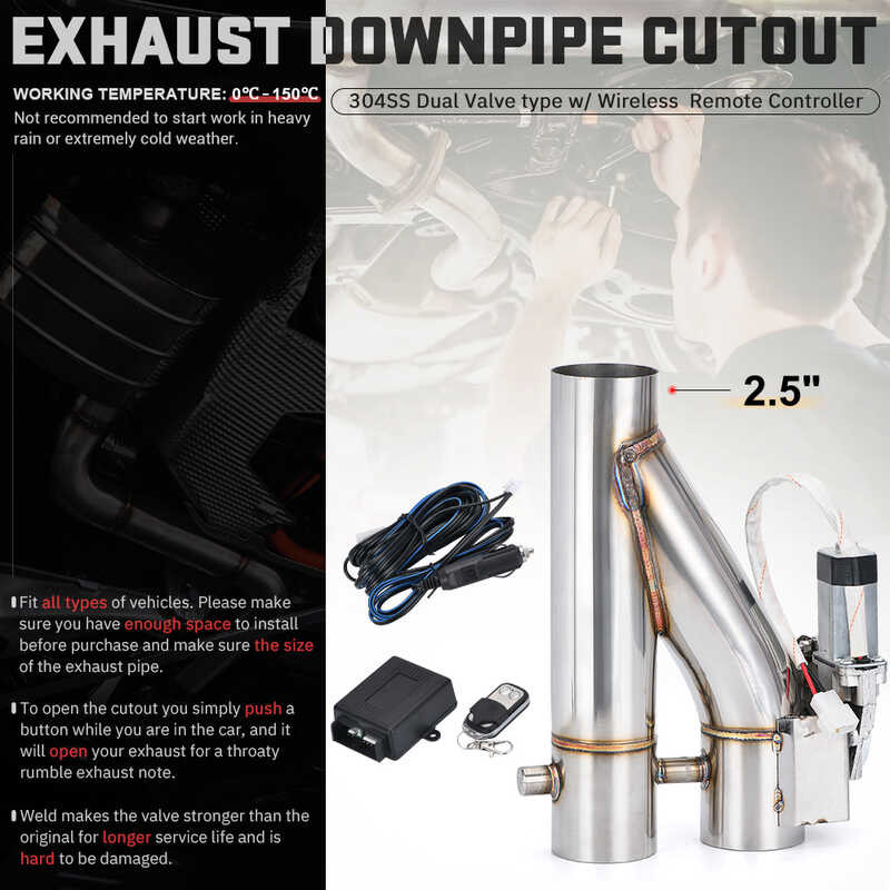 Stainless Universal Steel 304 2.0" 2.25" 2.5" 3" Dual-Vae Electric ...