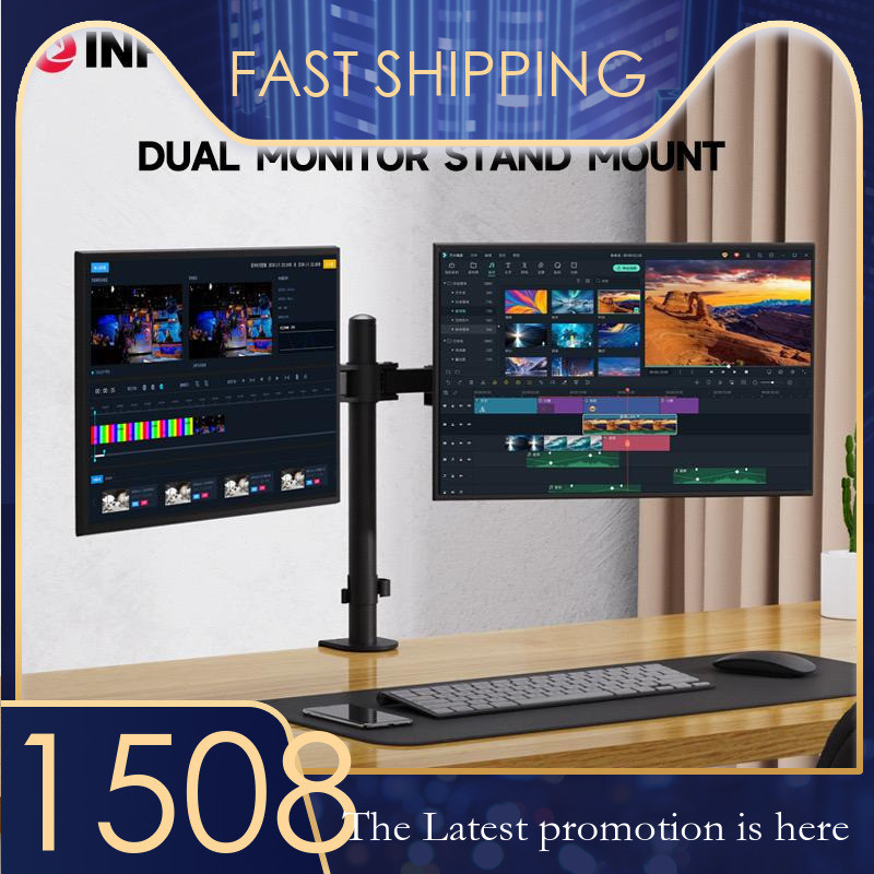 Inplay Kmt-2 Dual Desk Mount, Fully Adjustable Monitor Arm With C Clamp ...