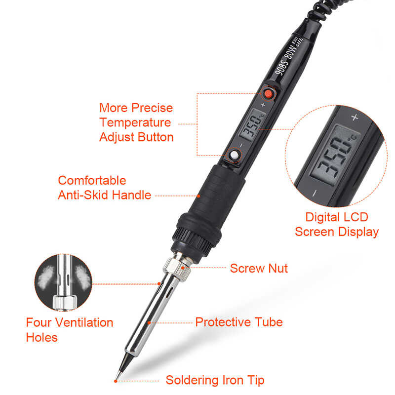 Adjustable D Temperature LCD Soldering Iron Kit 110V 220V 80W Solder ...